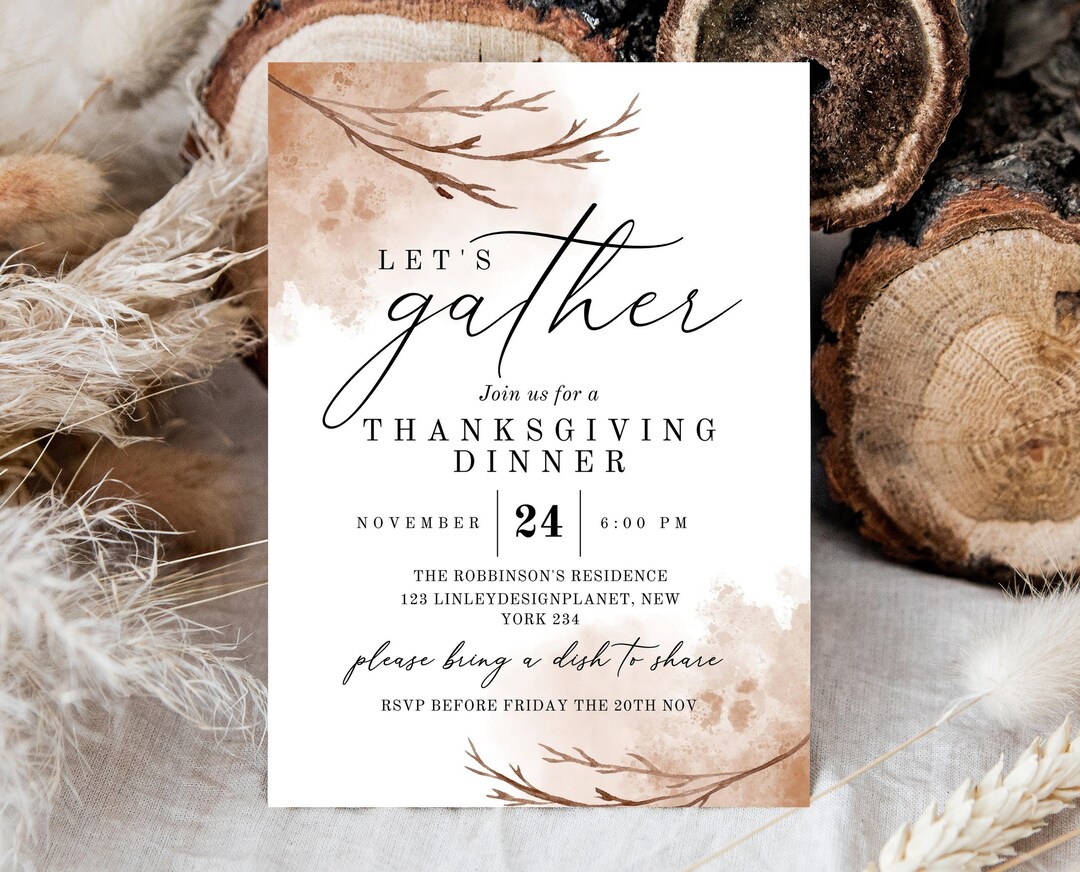 Thanksgiving Dinner Invitation Template, Thanksgiving Dinner Party ...