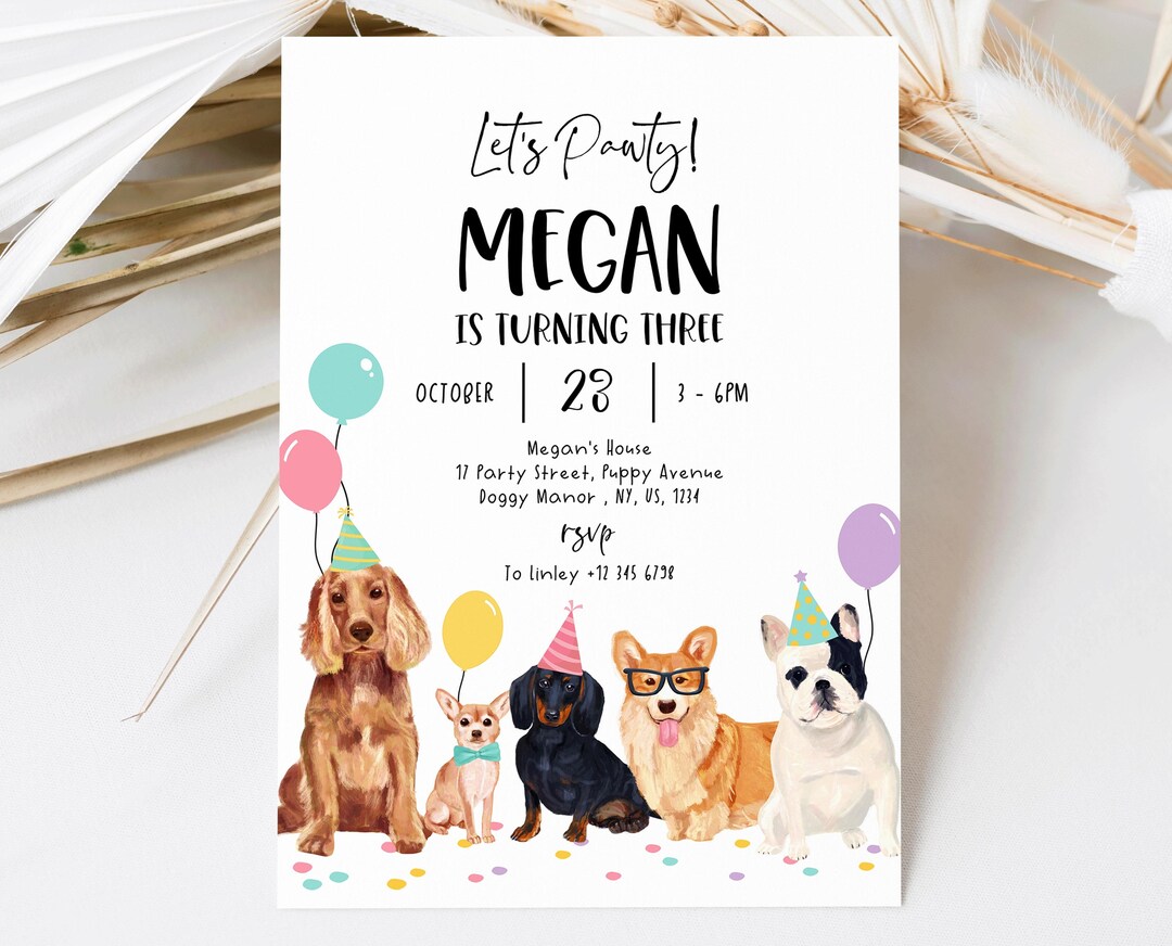 Editable Dog Birthday Party Invitation Puppy Birthday - Etsy