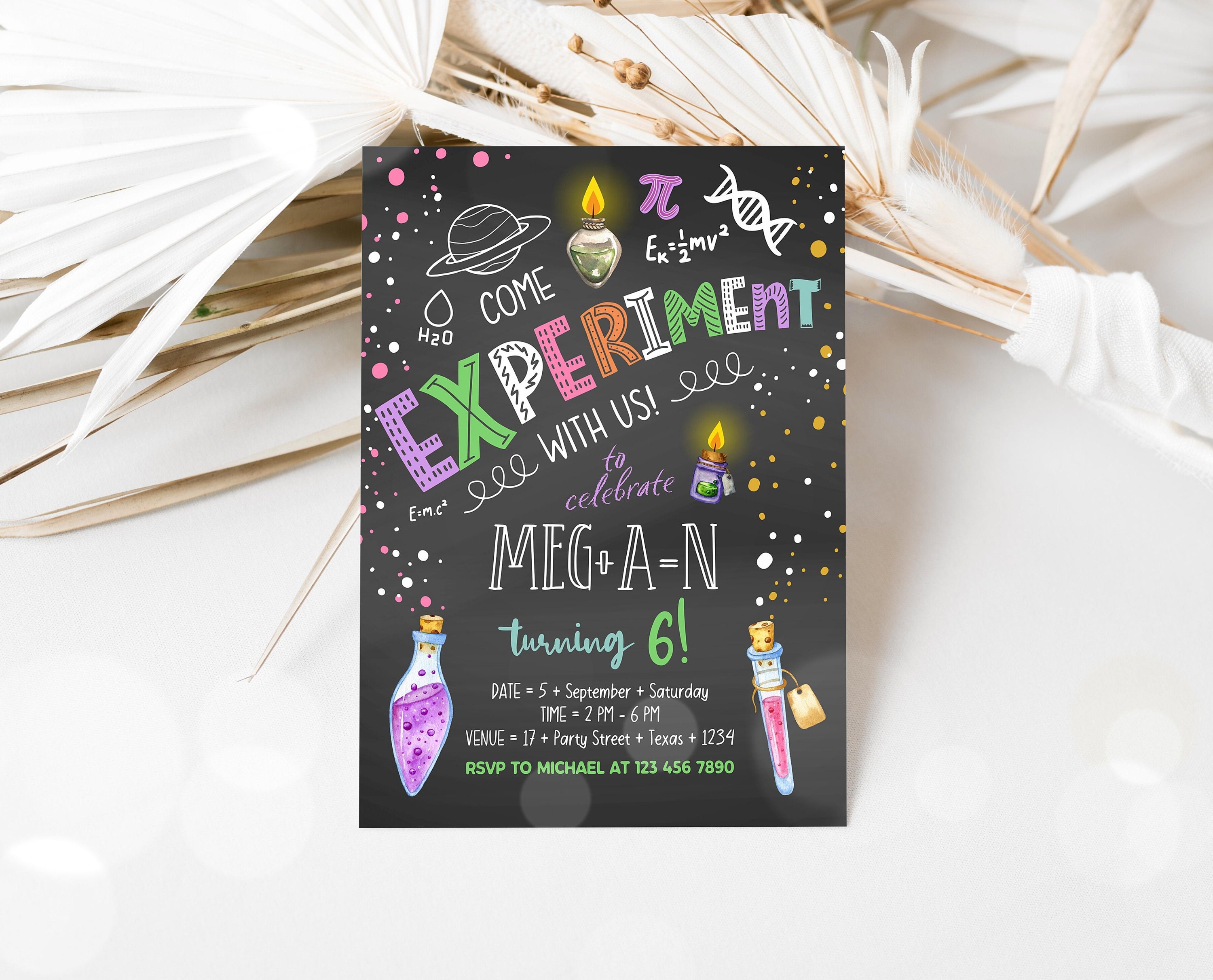 Editable Scientist Birthday Invitation Science Experiment - Etsy