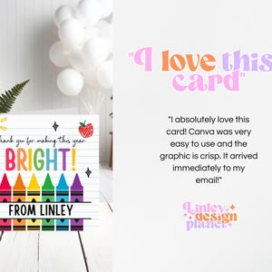 Editable Teacher Appreciation Gift Card: Printable Thank You (canva ...