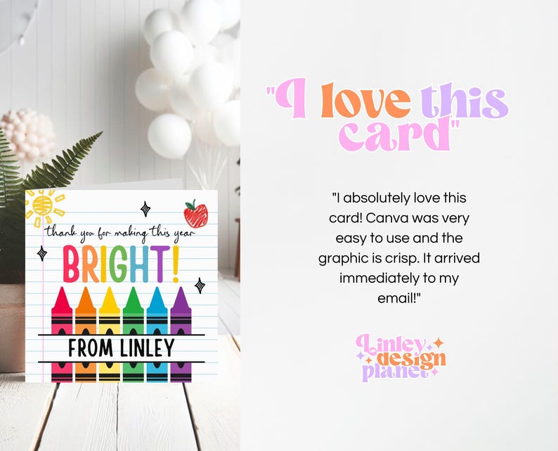 Editable Teacher Appreciation Gift Card: Printable Thank You (canva ...
