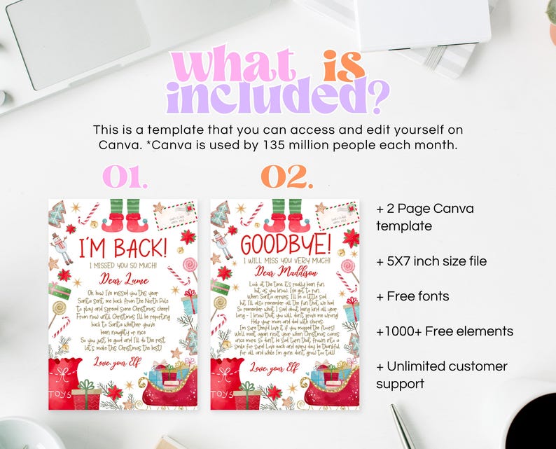 Editable Elf Arrival and Goodbye Letter Set, Christmas Elf Letter Combo ...