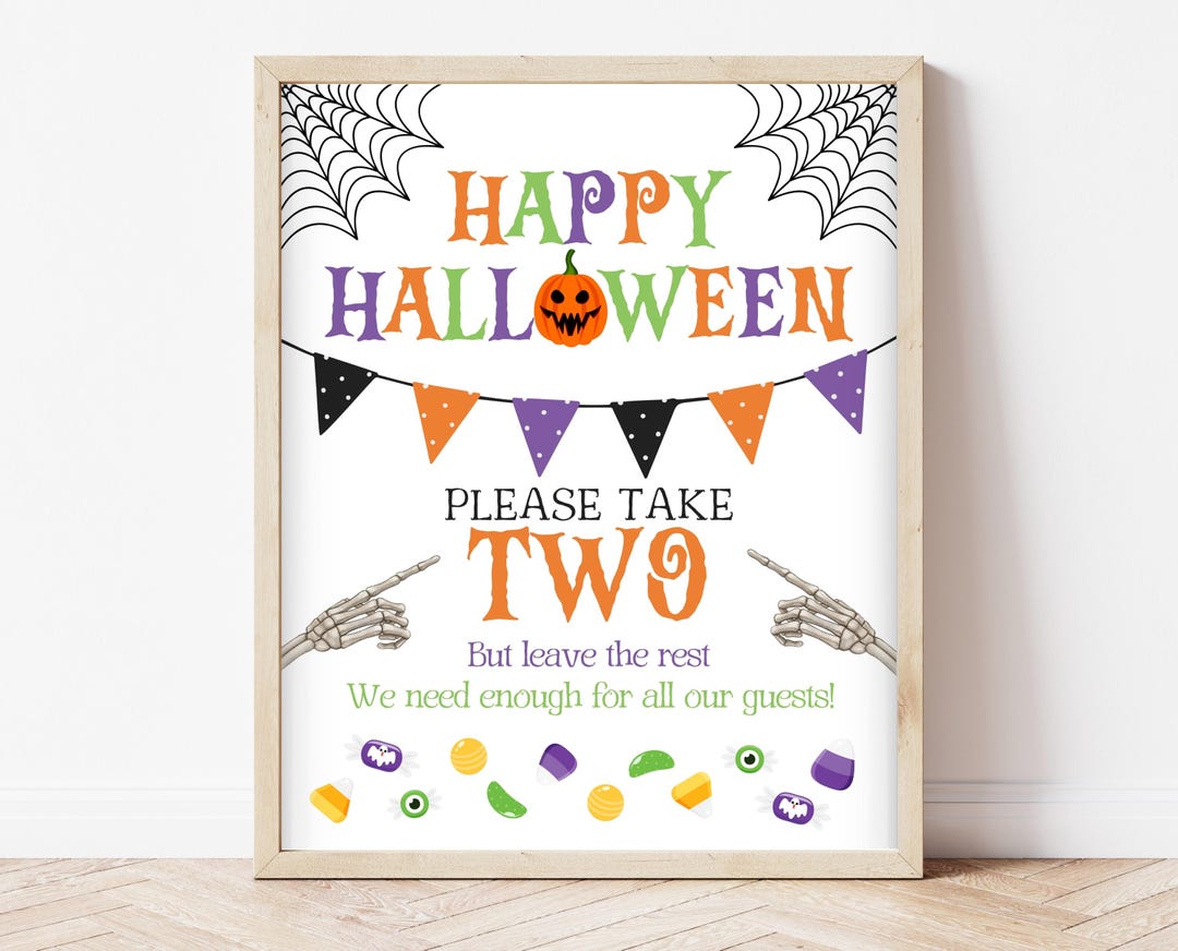 Halloween Please Take Two Treats Sign: Printable Candy Sign (digital ...