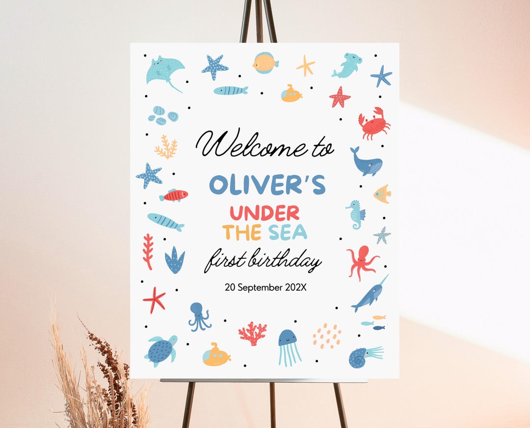 Editable Under the Sea Birthday Welcome Sign (digital Download) - Etsy