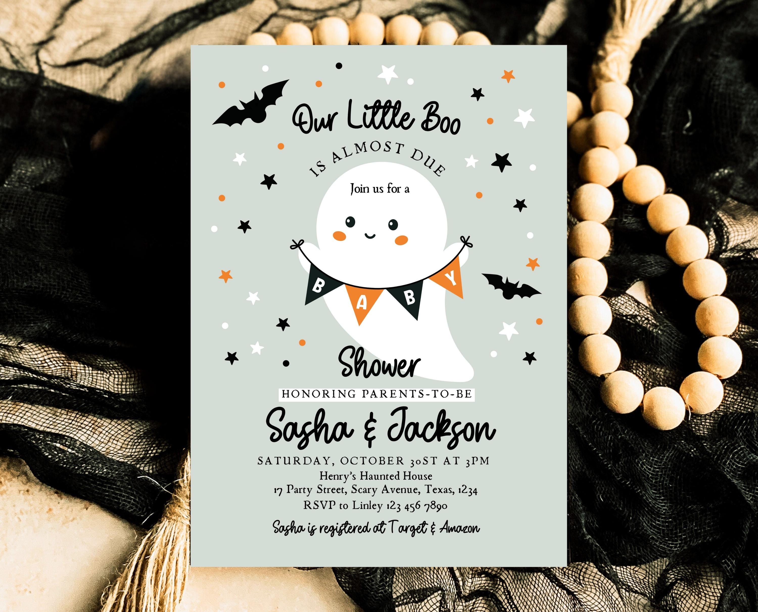 Editable Spooky Halloween Baby Shower Invitation, A Little Boo is ...