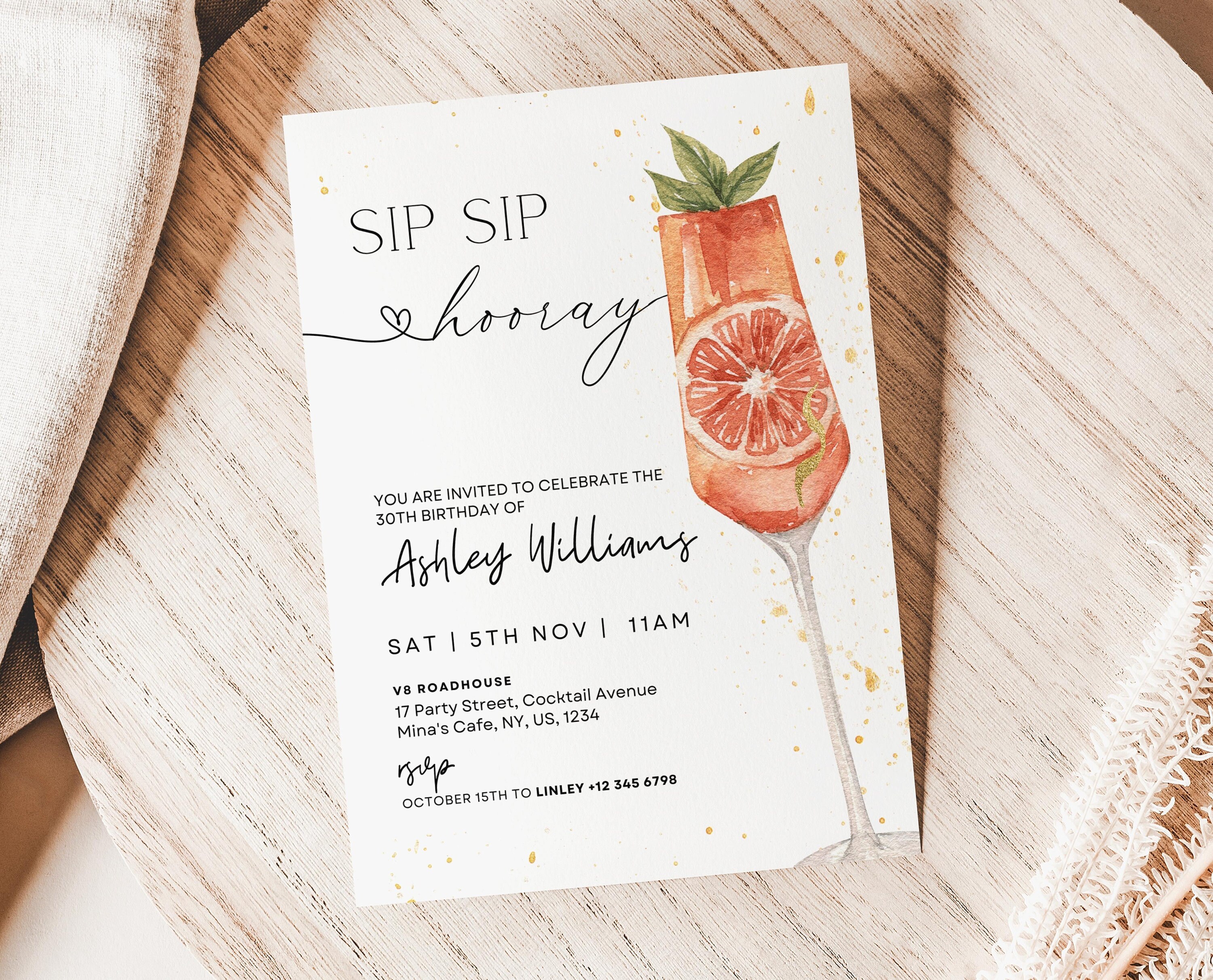 Editable Cocktail Birthday Invitation Adult Birthday - Etsy Australia