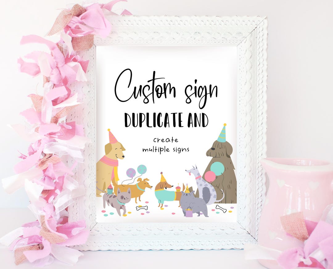 Editable Dog & Cat Birthday Sign: Custom Party Banner (digital Download ...
