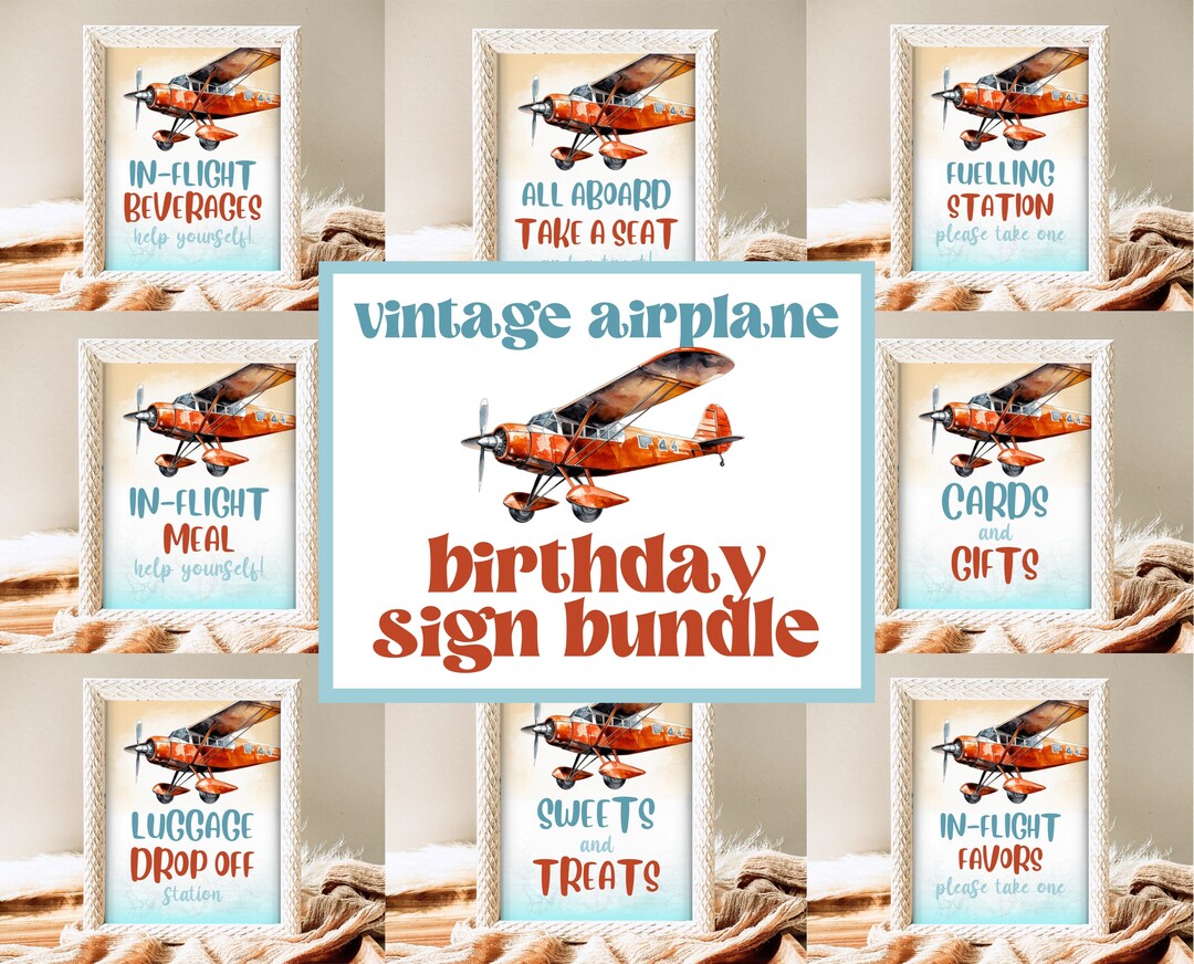 Editable Airplane Birthday Sign Bundle, Airplane Birthday Party Signs ...