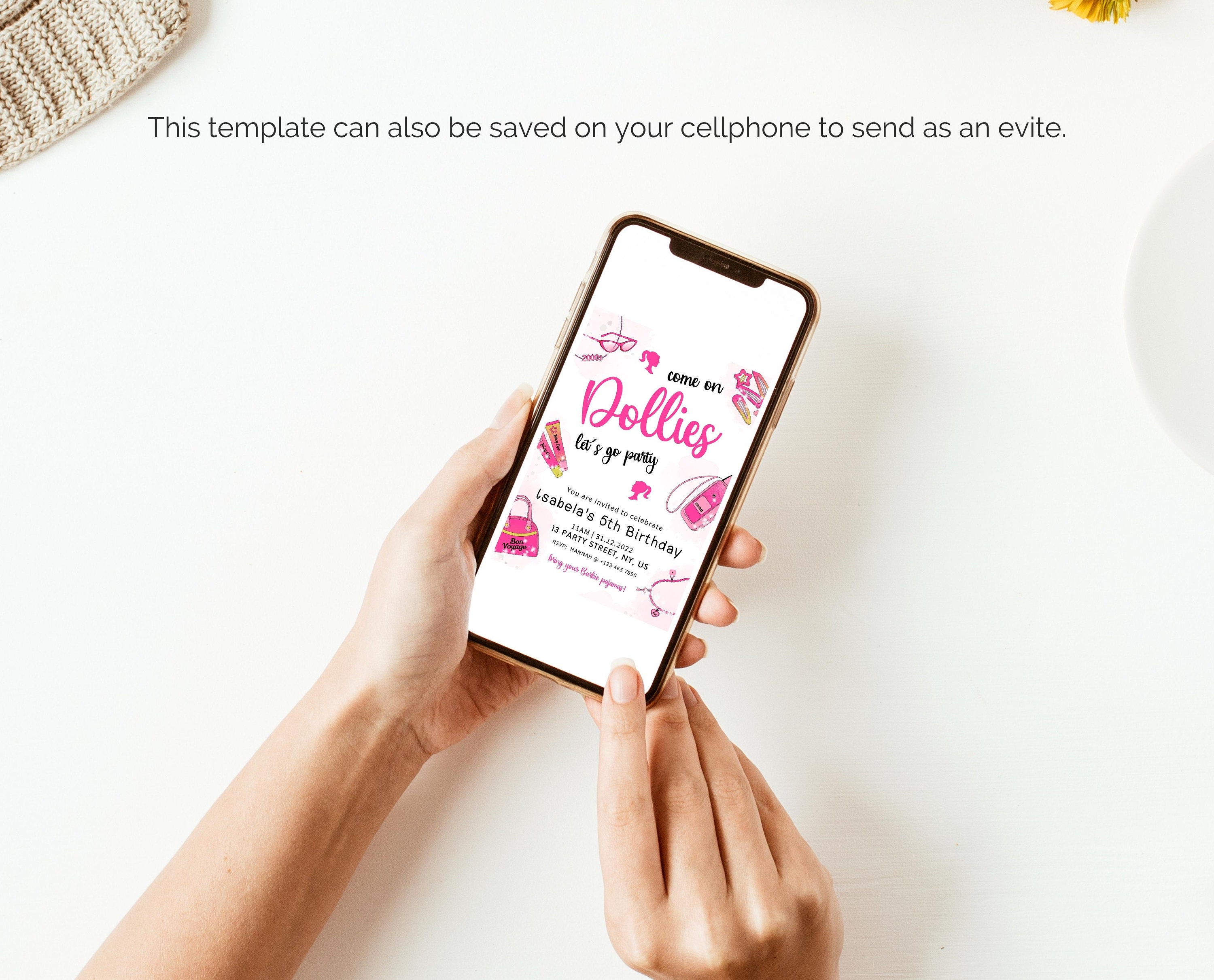 Pink Doll Birthday Invitation Template Hot Pink Doll Birthday - Etsy