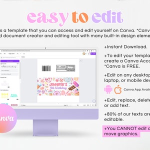Editable Sweets Candy Chocolate Bar Wrapper, Sweet Candy Birthday Decor ...