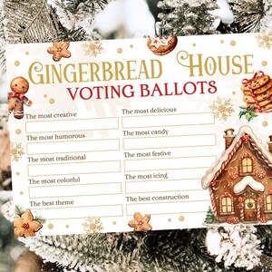 Editable Gingerbread House Voting Ballot, Voting Card, Red Christmas ...