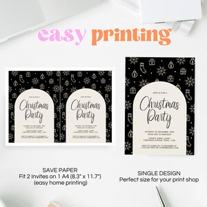 Editable Boho Christmas Party Invitation, Modern Holiday Party Invite ...