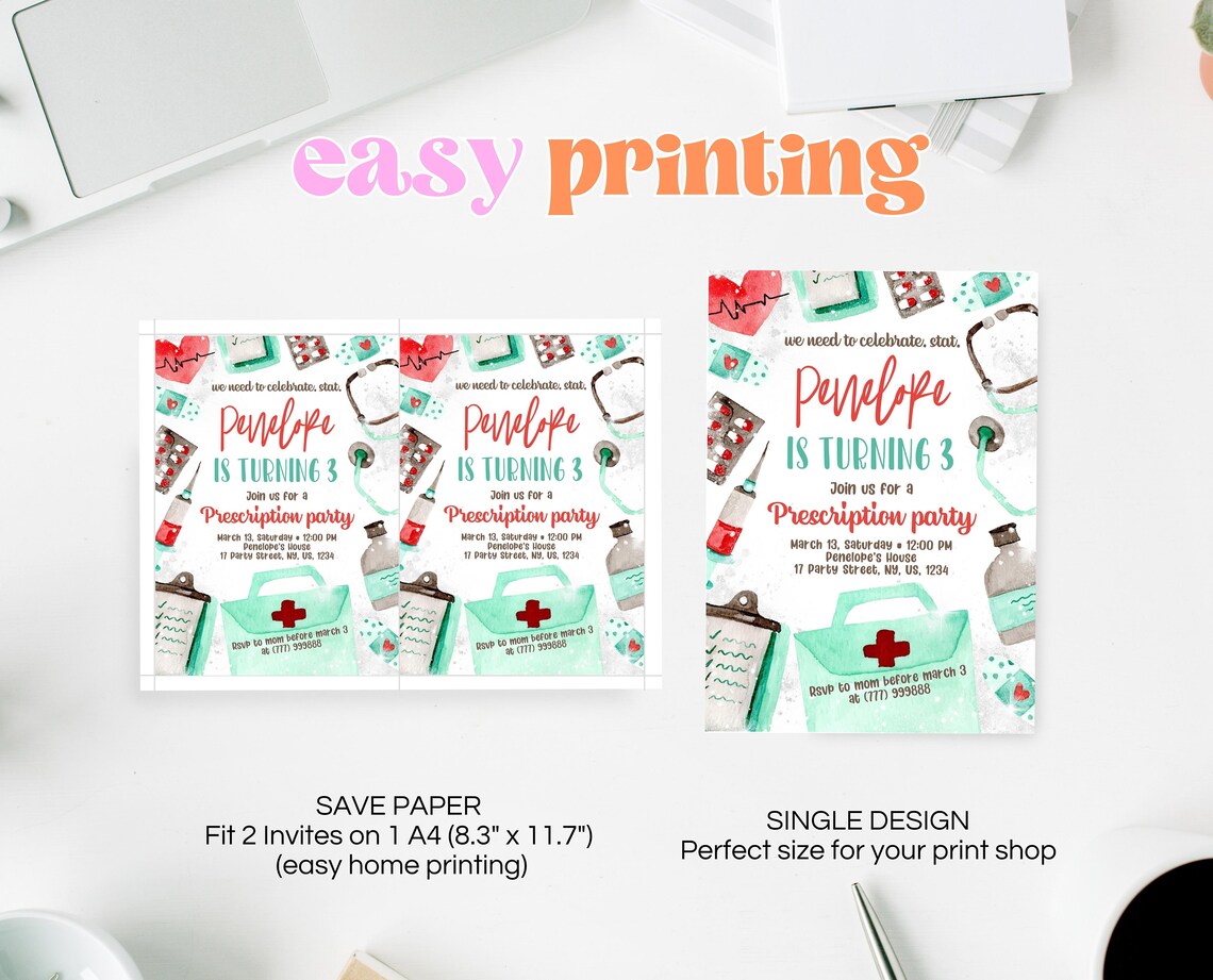 Editable Kids Doctor Birthday Invitation, Kids Medical Invite, Kids ...