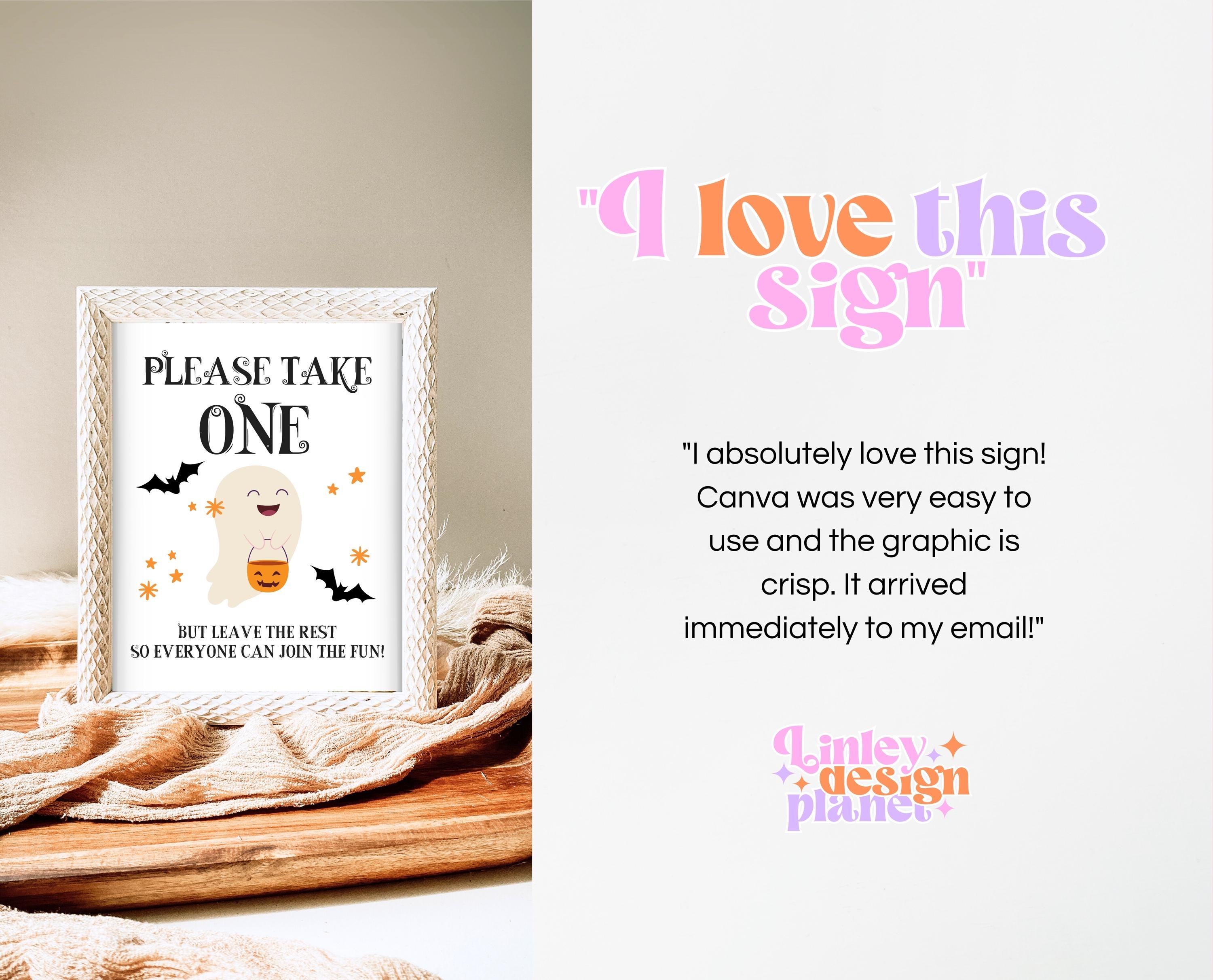 Printable Please Take One Treat Sign, Halloween Trick-or-treat Sign ...