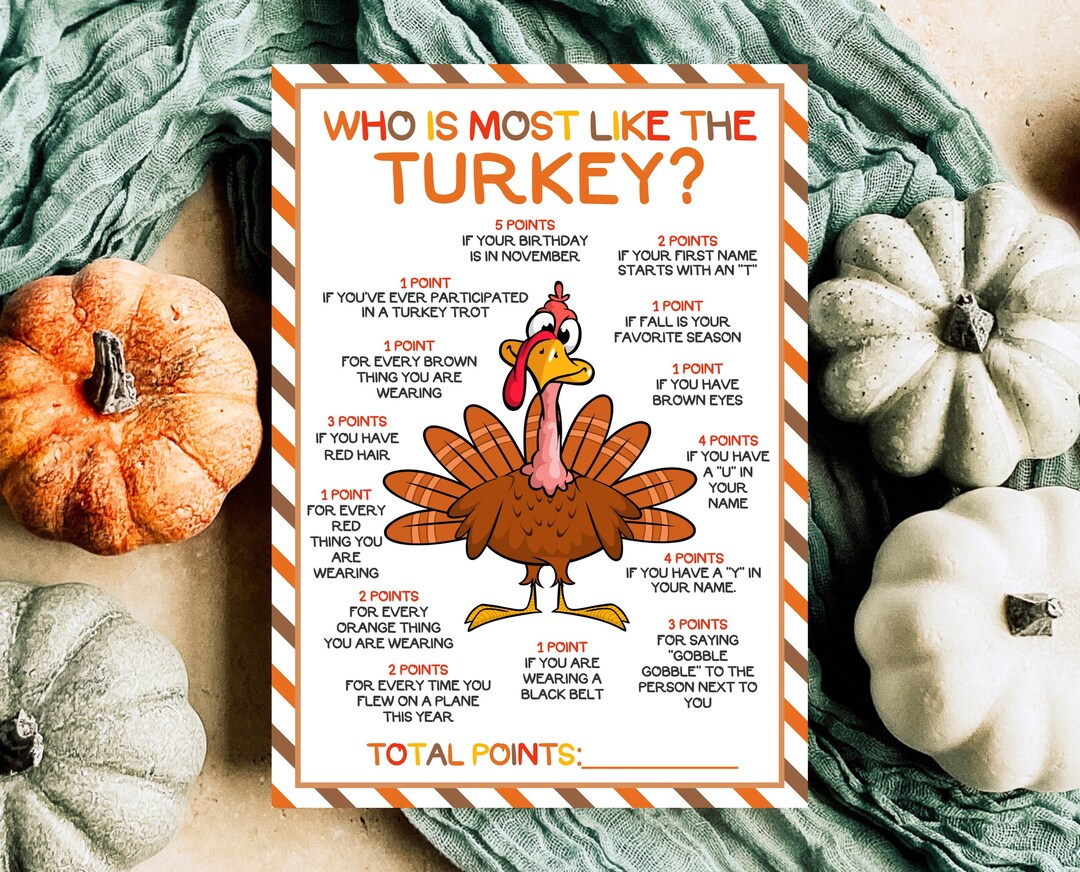 Printable Thanksgiving Game,family Thanksgiving Game, Dinner Table Game ...