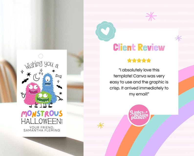 Halloween Monster Gift Tag Template: Spooky Treat Favor Tags (digital ...