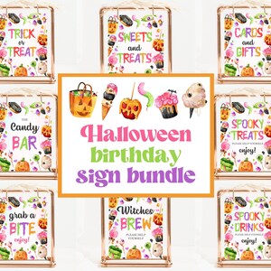 Editable Halloween Candy Birthday Sign Bundle, Halloween Birthday Sign ...
