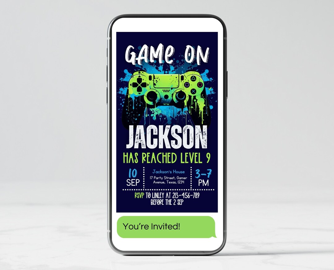 Editable Video Game Birthday Invitation, Boy Gamer Birthday Party ...