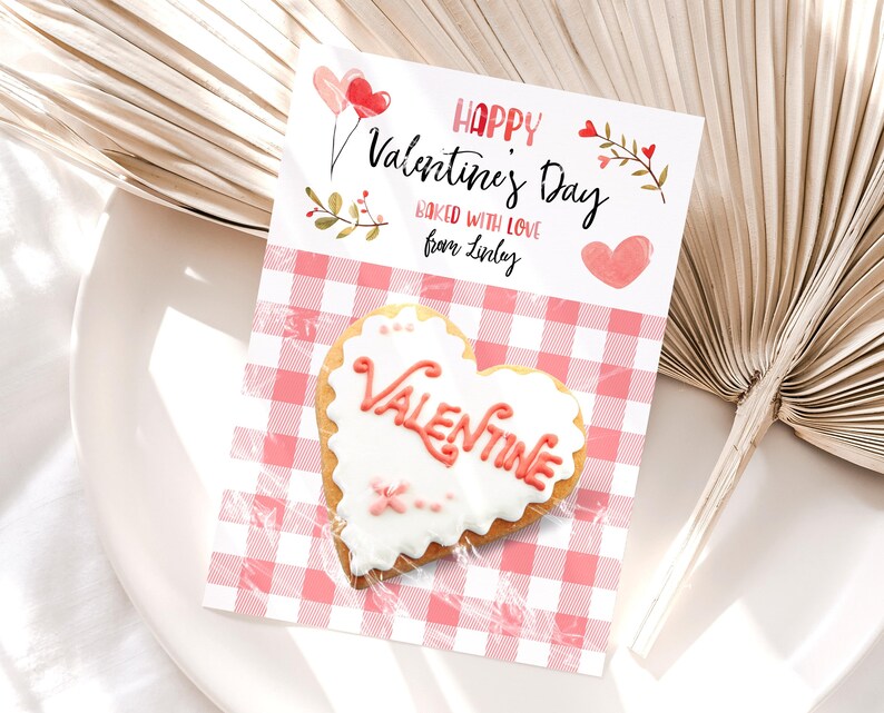 Editable Valentine's Day Cookie Card Happy Valentines Day - Etsy