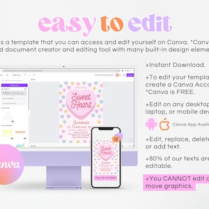 Editable Sweetheart Candy Birthday Invitation: Valentine's Theme ...