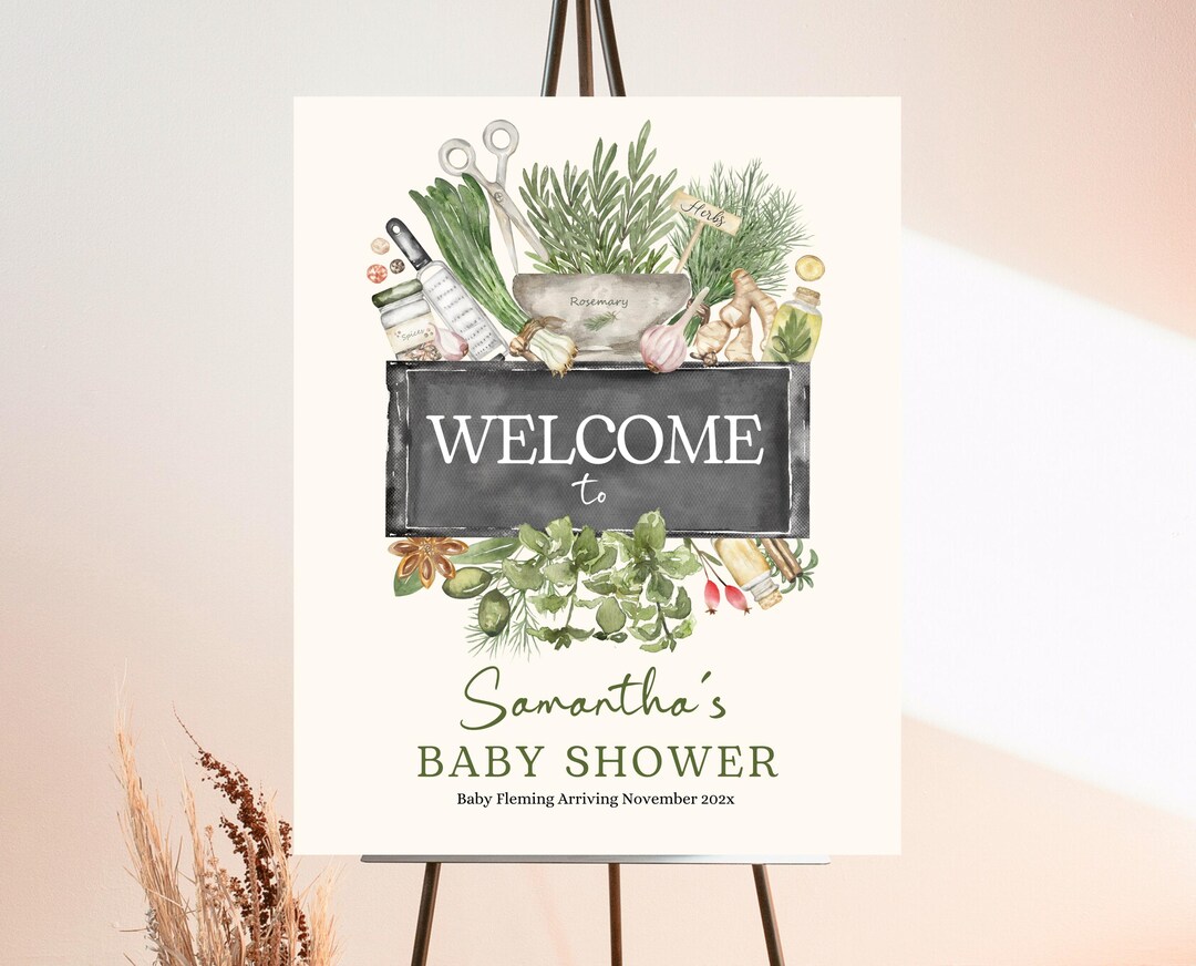 Herbs and Spices Baby Shower Welcome Sign: Boho Garden Theme (canva ...