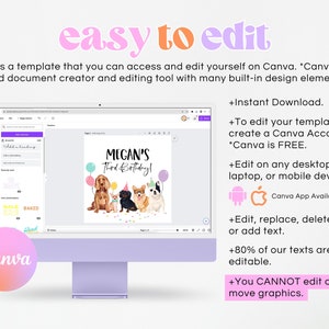 Editable Dog and Cat Birthday Cupcake Toppers, Puppy Birthday Cupcake ...