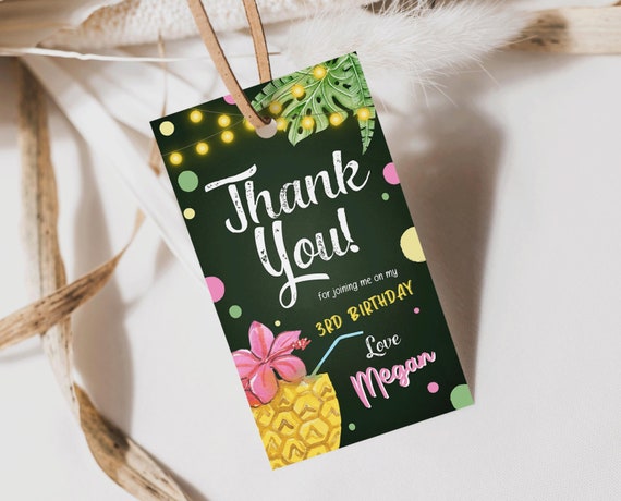 Editable Hawaiian Luau Birthday Favor Tag Tropical Pool Party - Etsy