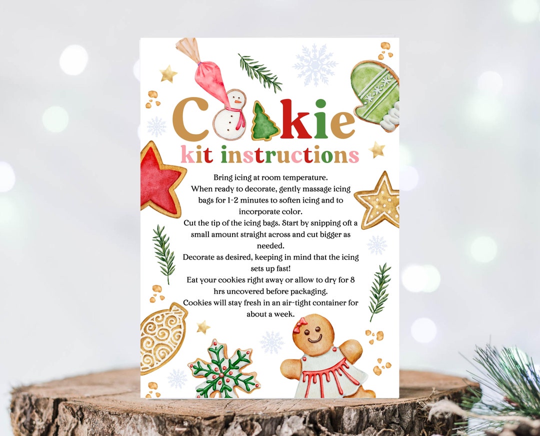 Editable Christmas Cookie Instructions Card Template, Editable Cookie ...