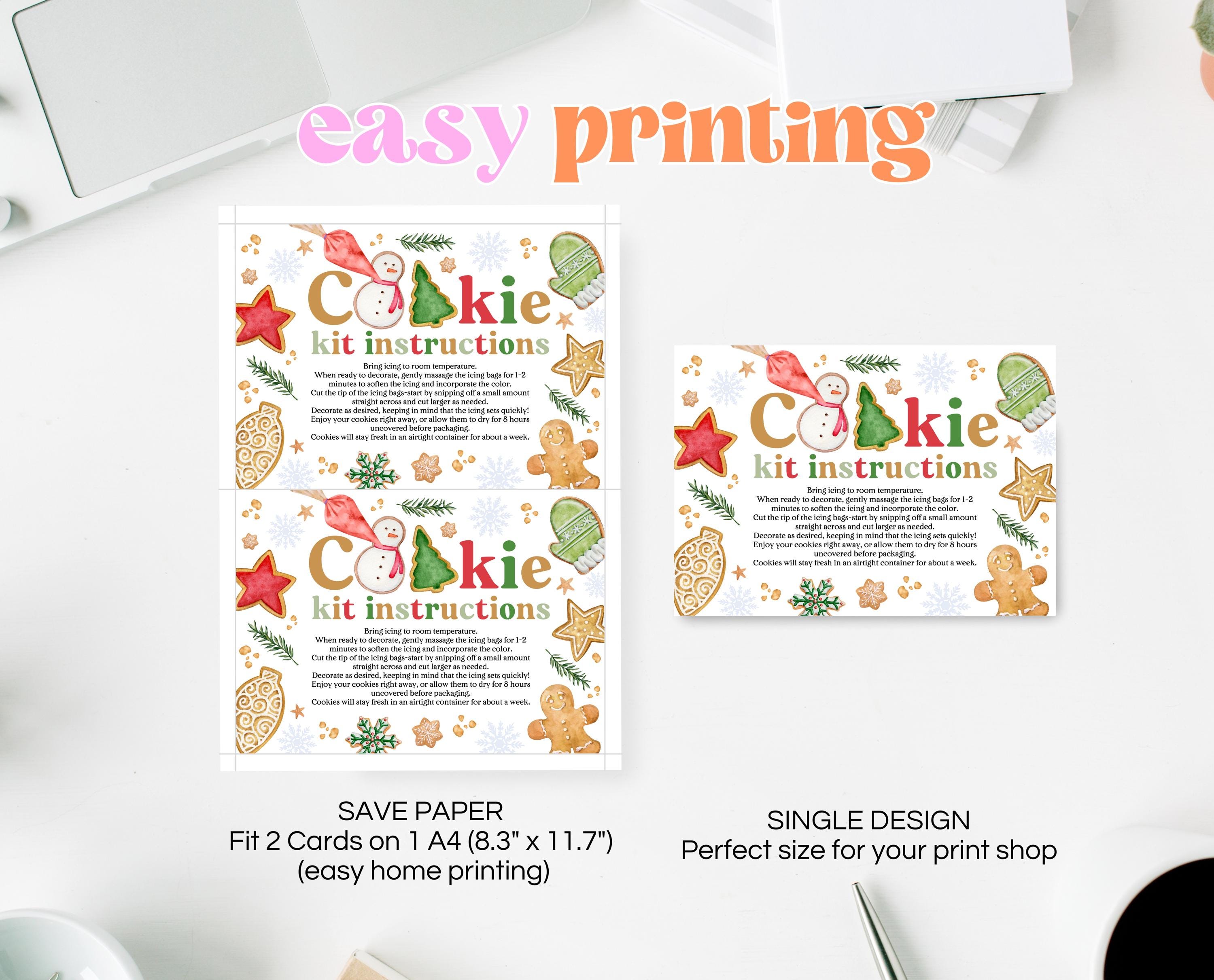 Editable Christmas Cookie Instructions Card, Editable Cookie Kit ...