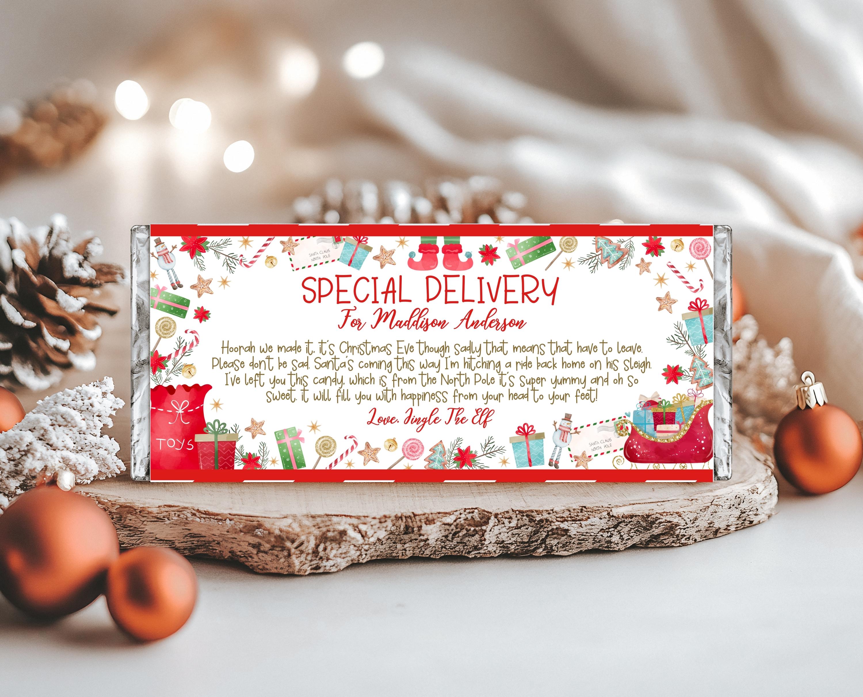 Editable Elf Letter Candy Bar Wrapper, Christmas Eve Chocolate Wrapper ...