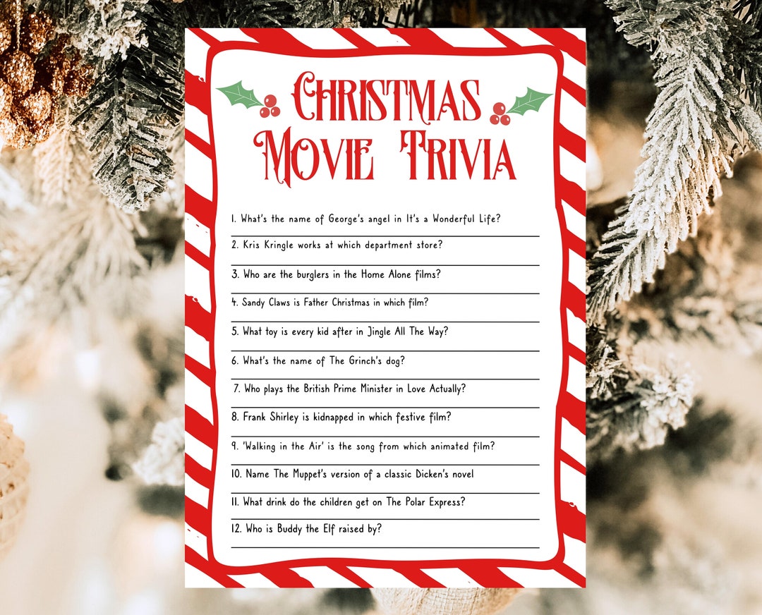 Christmas Movie Trivia Game Template, Printable Christmas Party Games ...