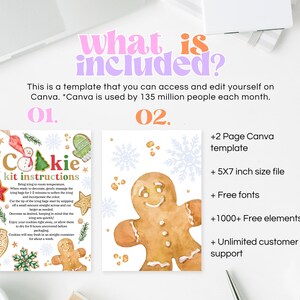 Editable Christmas Cookie Instructions Card Template, Editable Cookie ...