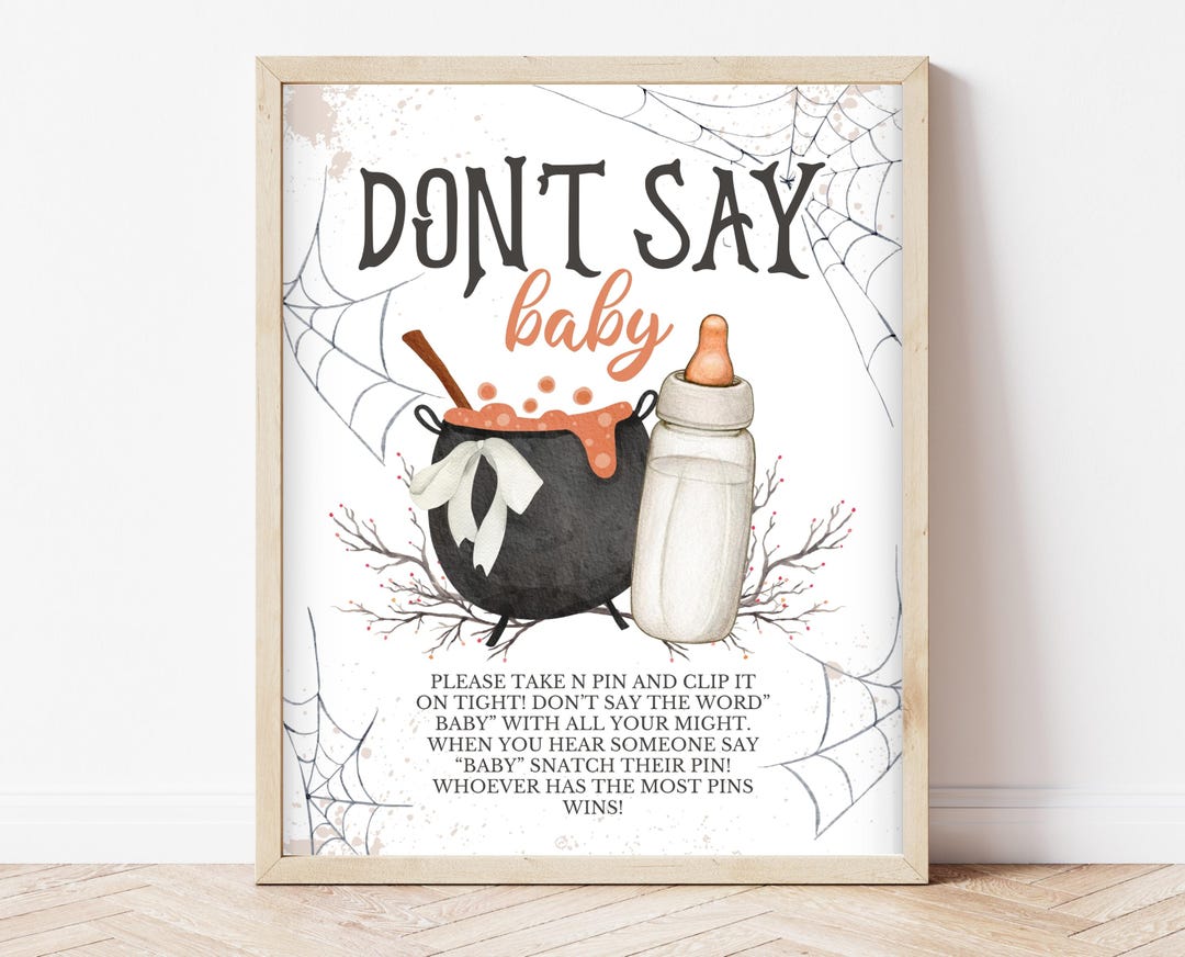 Don't Say Baby Sign Halloween Baby Shower, Halloween Baby Shower Game ...
