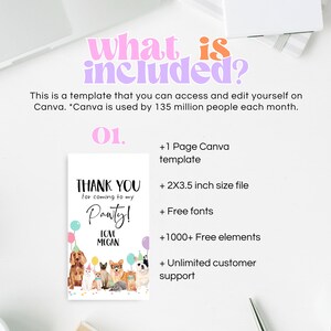 Editable Dog and Cat Birthday Party Thank You Favor Tags, Puppies ...