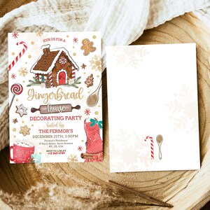 Editable Christmas Gingerbread House Decorating Party Invitation Red ...