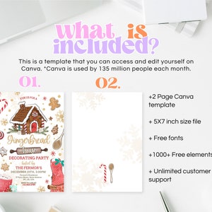 Editable Christmas Gingerbread House Decorating Party Invitation Red ...