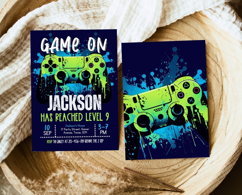 Editable Video Game Birthday Invitation, Boy Gamer Birthday Party ...
