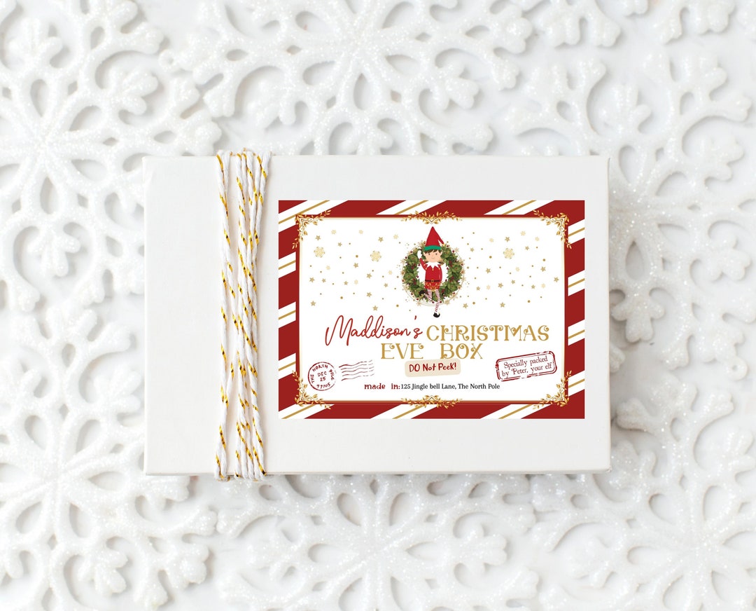 Editable Christmas Eve Box Label Template, Christmas Eve Box Sticker ...