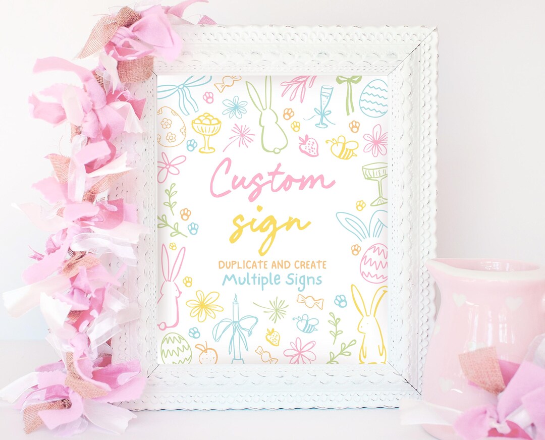 Editable Whimsical Easter Custom Sign, Printable Easter Party Sign ...