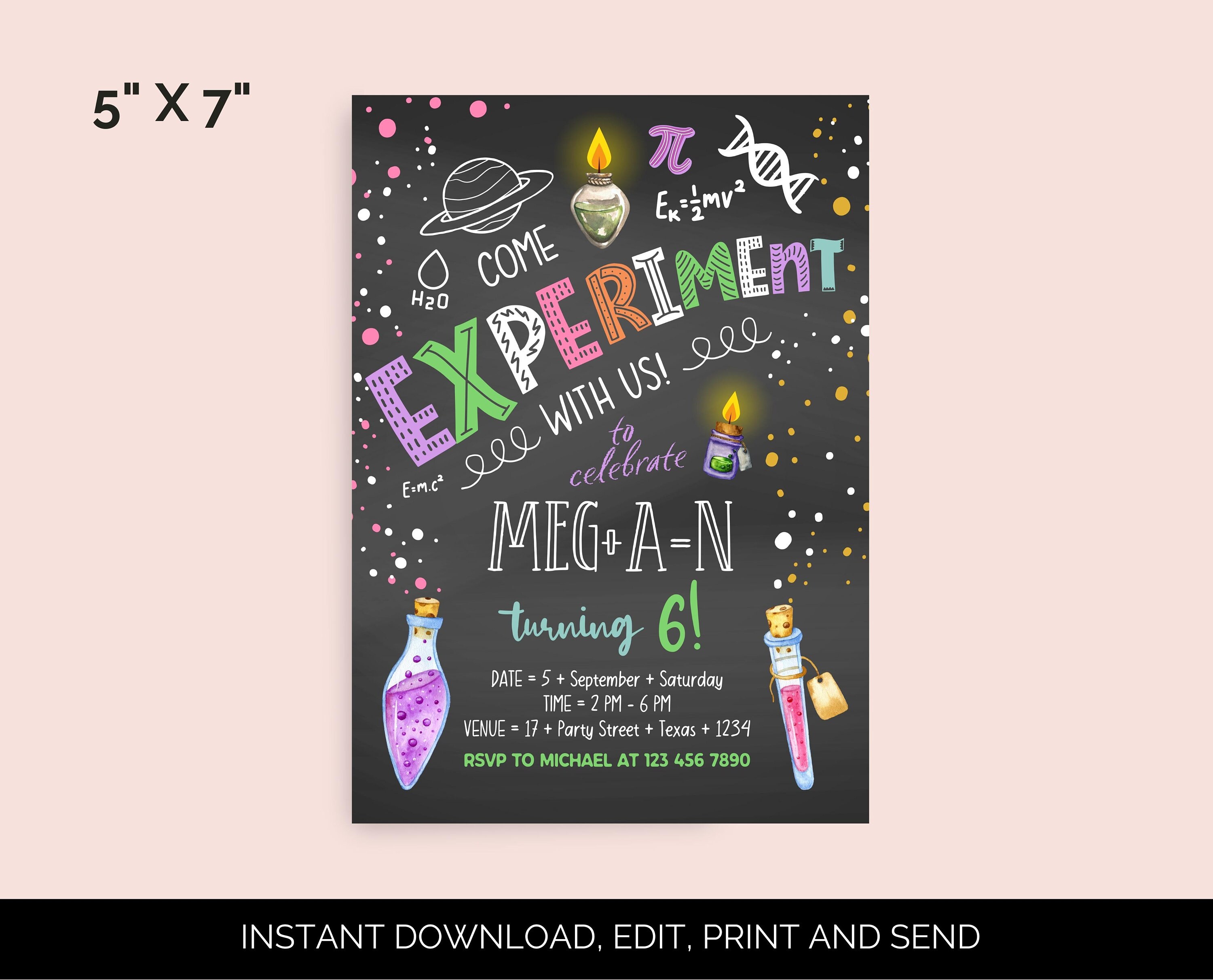Editable Scientist Birthday Invitation Science Experiment - Etsy