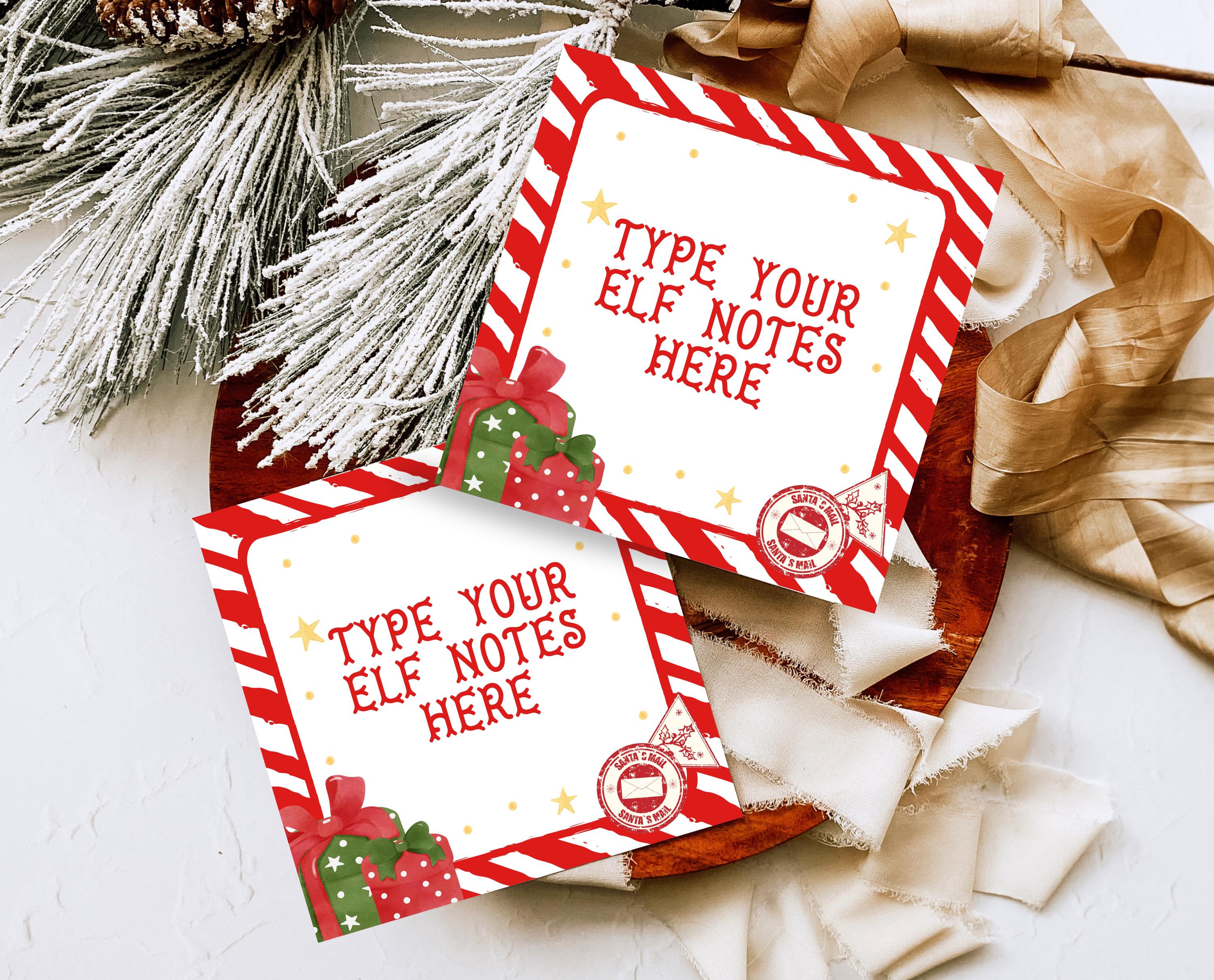 Editable Elf Note Cards Template, Elf Christmas Activities, Christmas ...