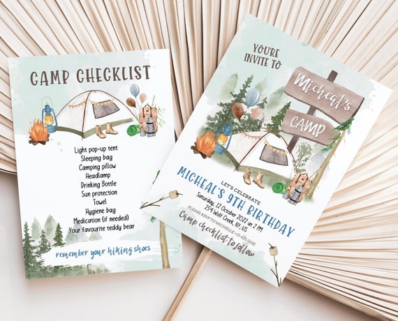 Editable Boy Camp Party Invitation Camp Out Birthday Invite - Etsy