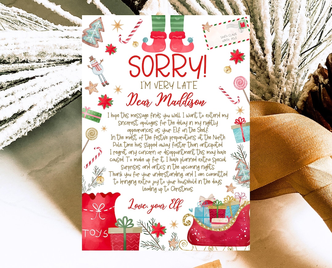 Editable Elf I'm Late Arrival Letter, Christmas Elf Last Minute Letter ...