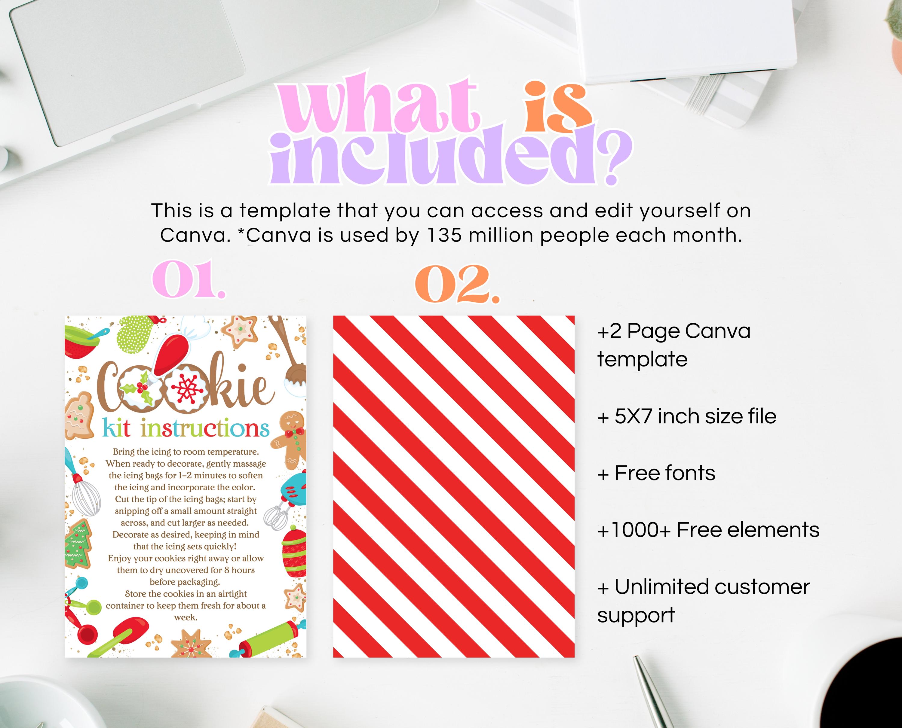 Editable Christmas Cookie Instructions Card Template, Editable Cookie ...