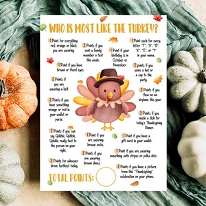 Printable Thanksgiving Game,family Thanksgiving Game, Dinner Table Game ...