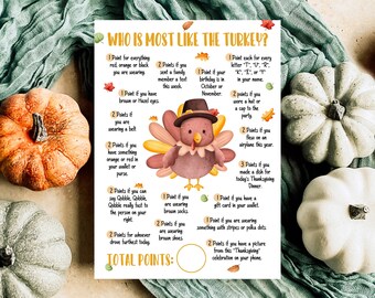 Printable Thanksgiving Game,family Thanksgiving Game, Dinner Table Game ...