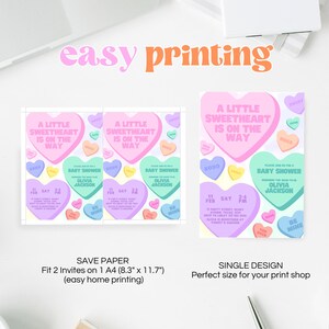 Editable Sweetheart Candy Baby Shower Invitation, Hearts Candy Theme ...