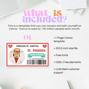 Editable Kids Doctor ID Badge, Printable Medical Badge, Hospital Staff ...