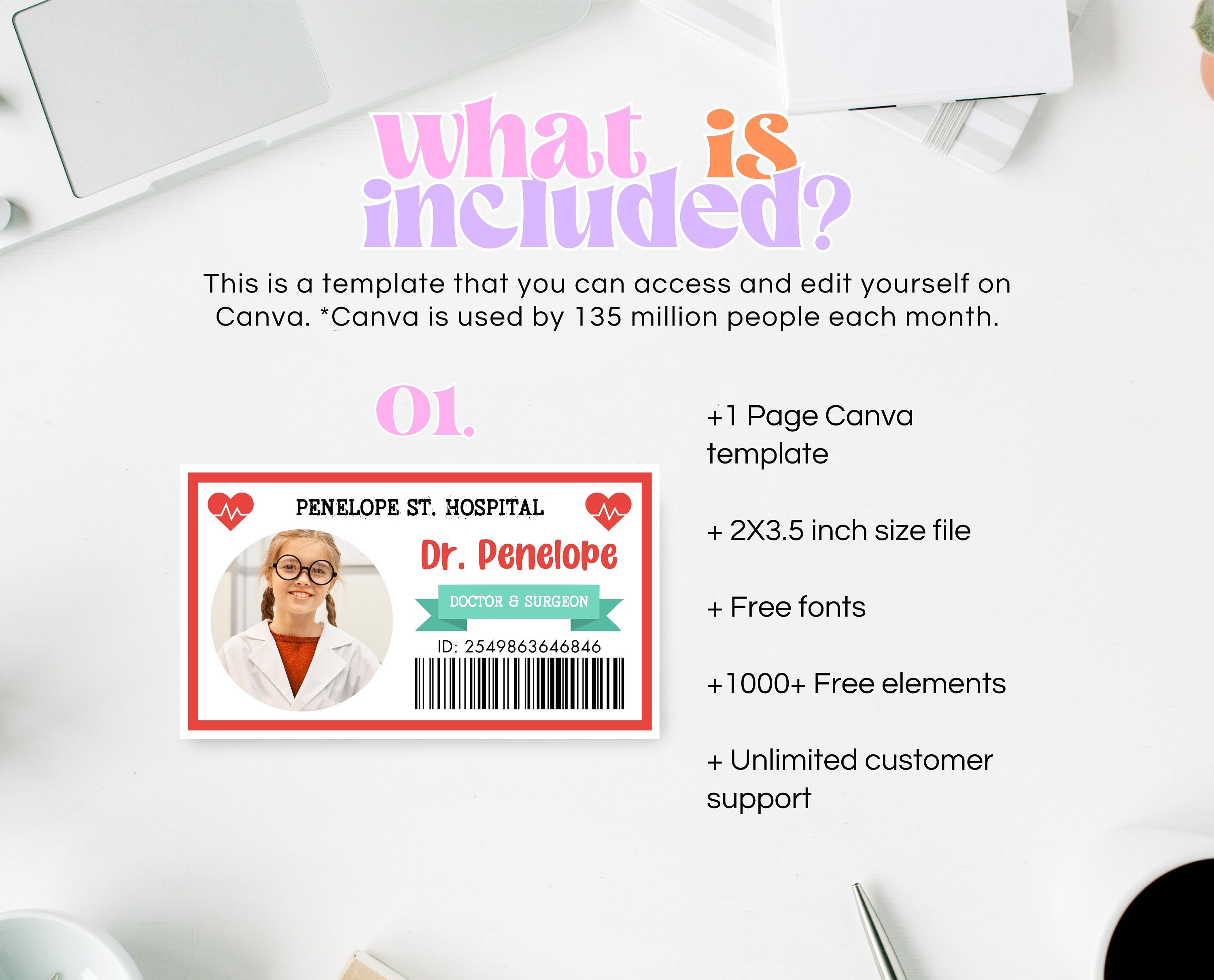 Editable Kids Doctor ID Badge, Printable Medical Badge, Hospital Staff ...