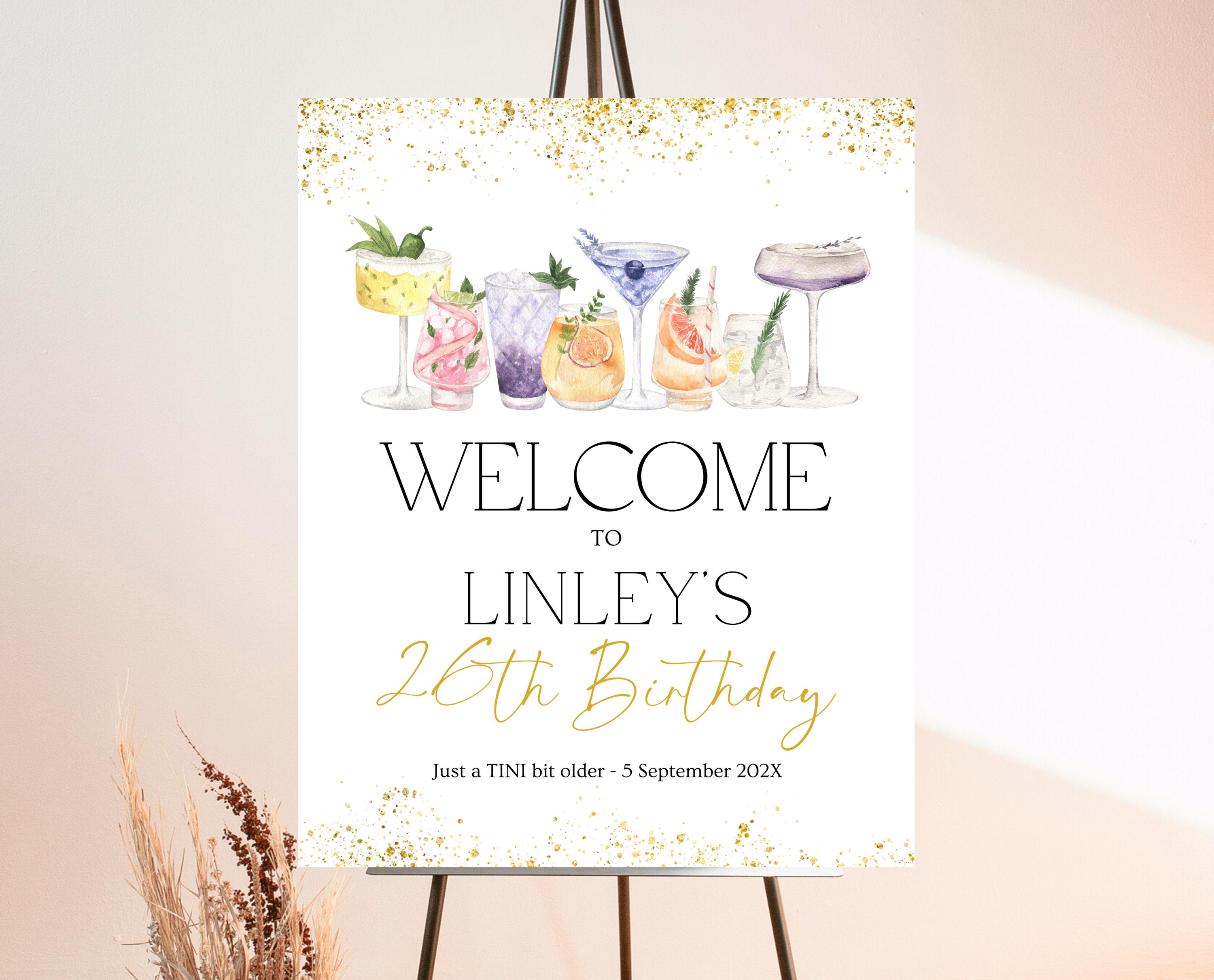 Editable Cocktail Birthday Welcome Sign: Party Banner (instant Download ...